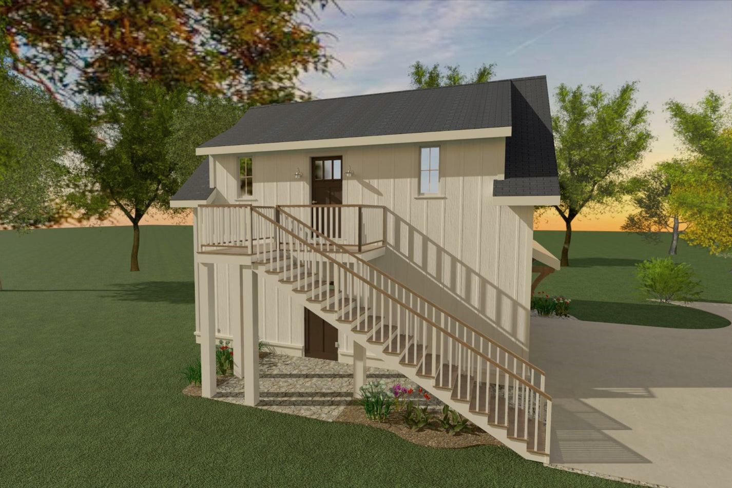 672 Sq. Ft. - Wilbury 24x28 Garage/ADU – Intertwine House Plans